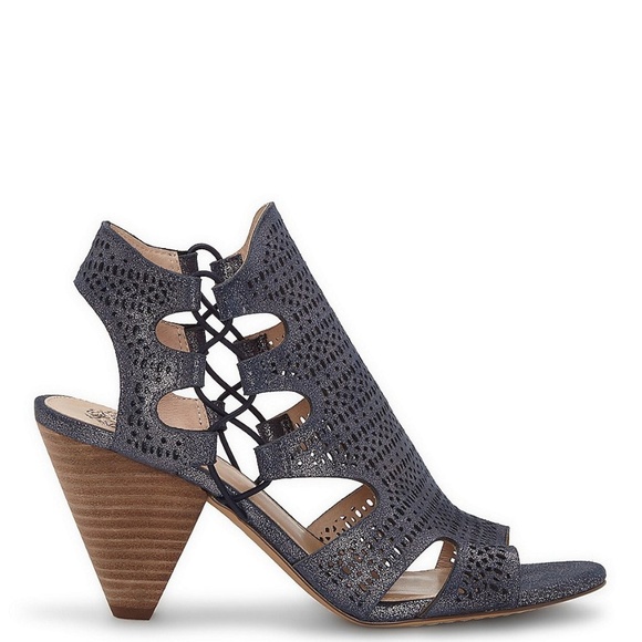 Vince Camuto | Shoes | Eadon Metallic Laser Cut Suede Peeptoe Shooties ...